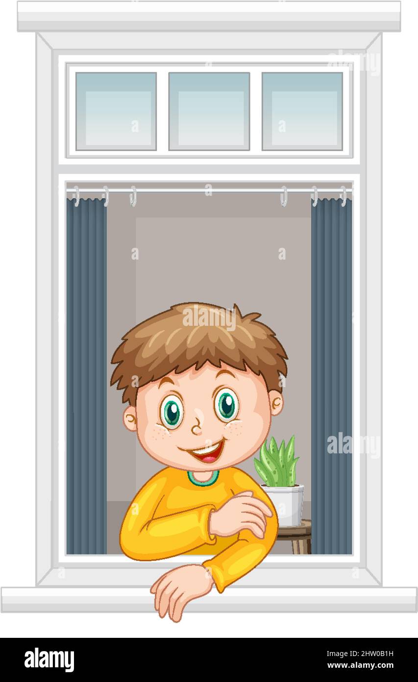 View through the window of cartoon character illustration Stock Vector ...
