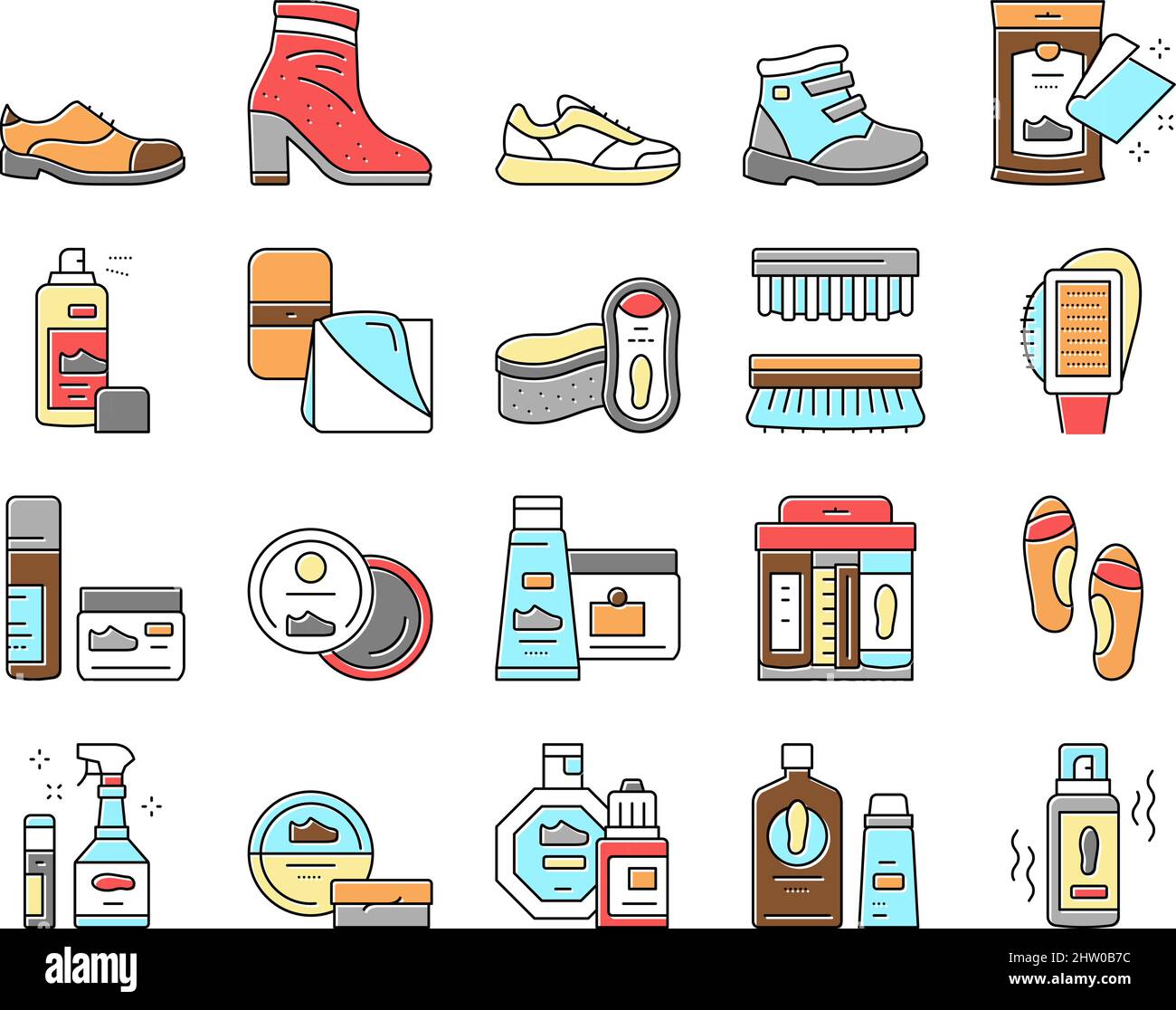 Shoe Care Accessories Collection Icons Set Vector Stock Vector Image ...