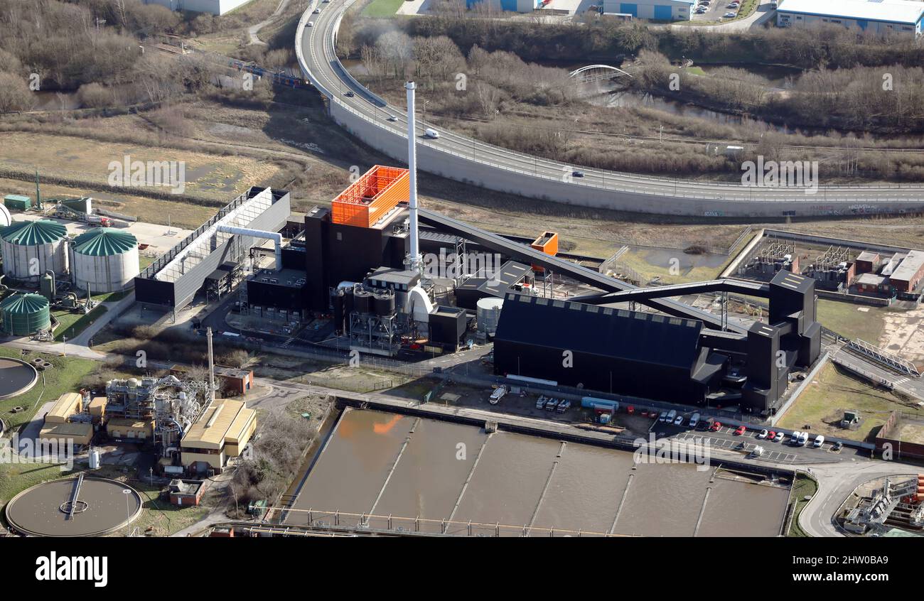 aerial view of Blackburn Meadows Power Station, between Sheffield ...