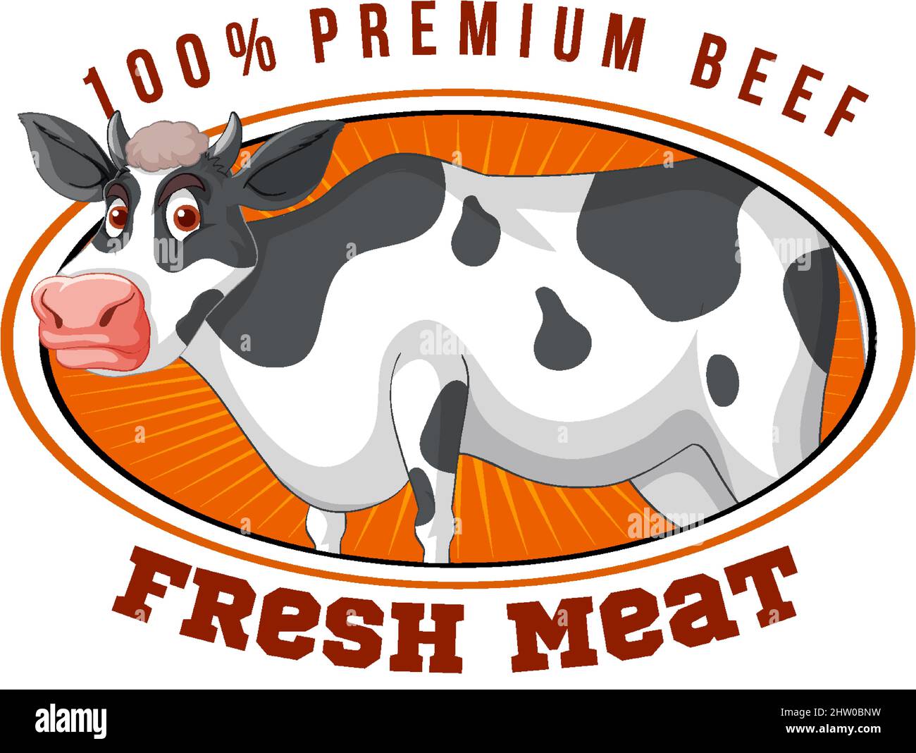 A cow with a Fresh meat label illustration Stock Vector Image & Art - Alamy