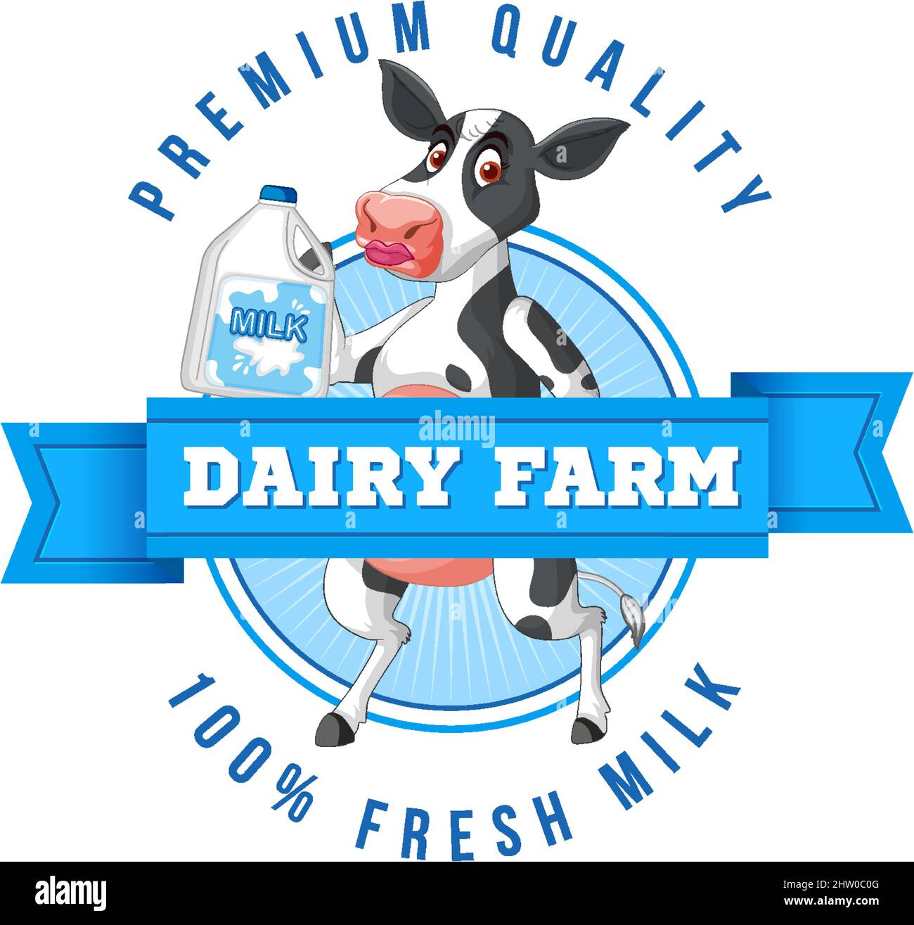 A cow with a Dairy farm label illustration Stock Vector Image & Art - Alamy