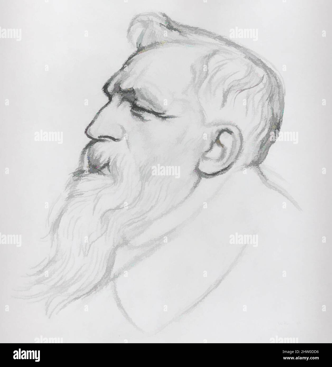 Art inspired by Auguste Rodin, 1906, Chalk on paper, H. 16-1/2, W. 12-3 ...