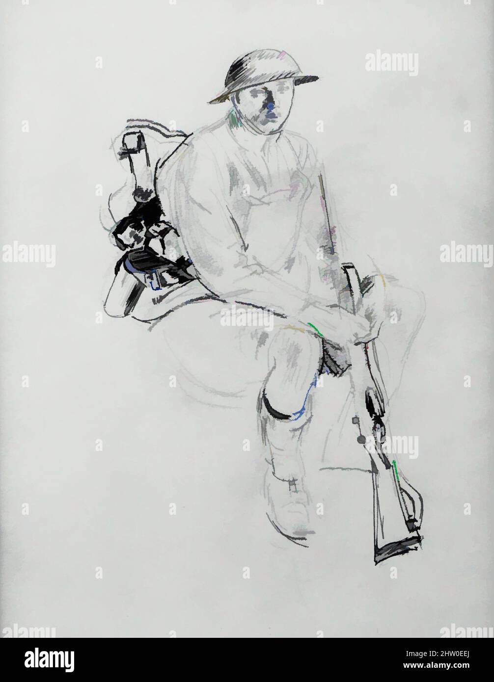 Art inspired by British Soldier, Graphite and ink on paper, H. 14, W ...