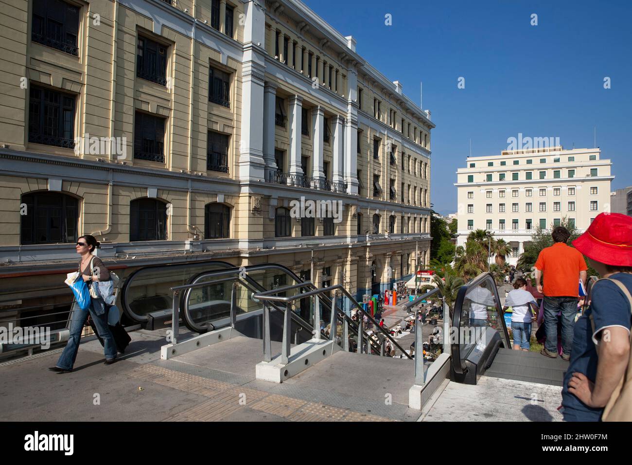 Greece, Athens, street view, outdoor escalators, Balkans, Eastern ...