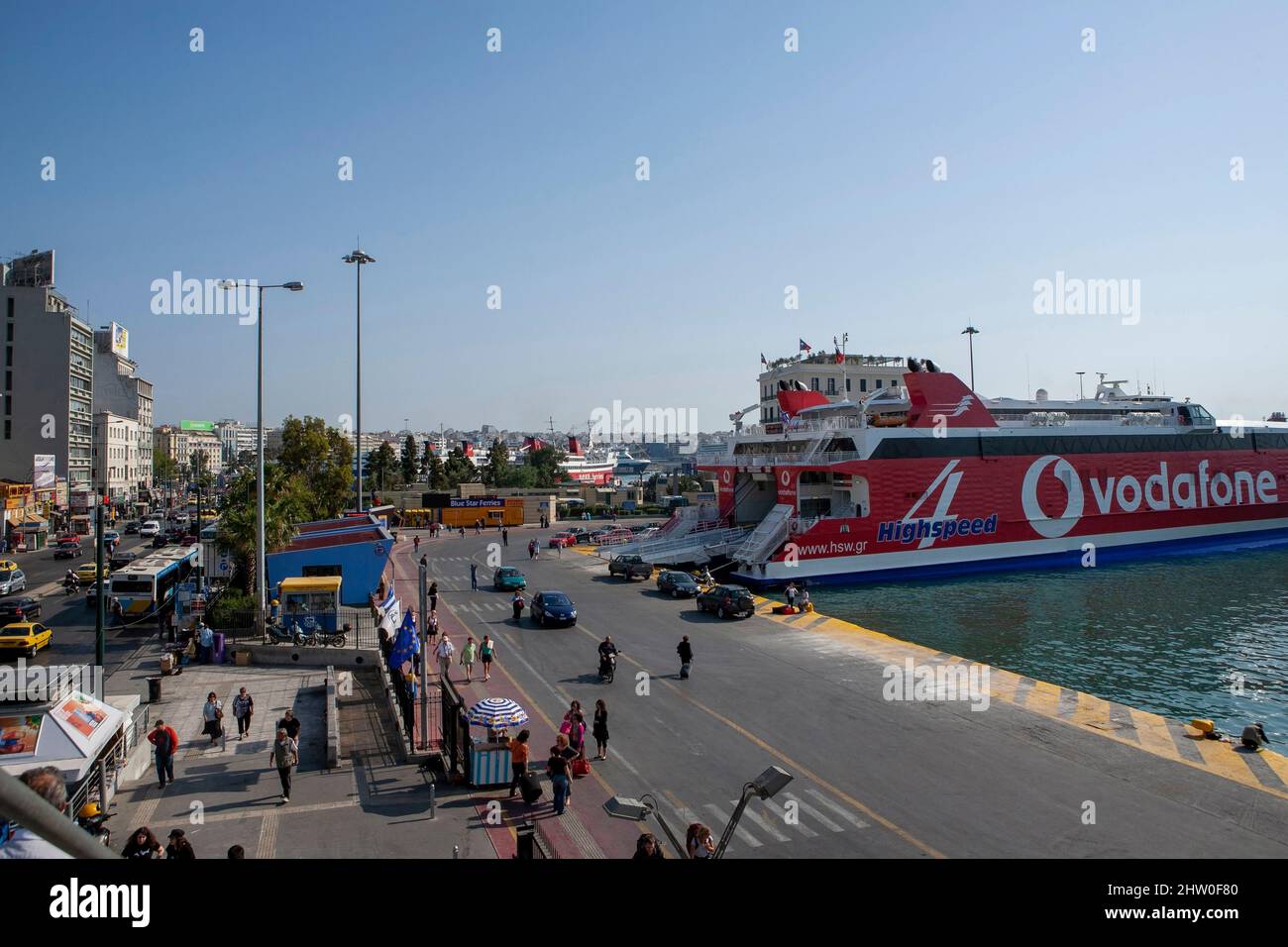 Greece, Athens, architecture, Piraeus embankment from above, seafront ...