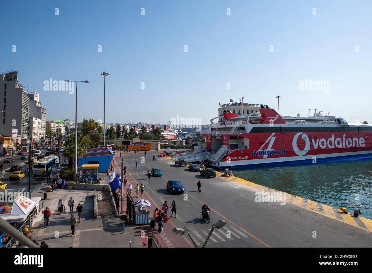 Greece, Athens, architecture, Piraeus embankment from above, seafront ...