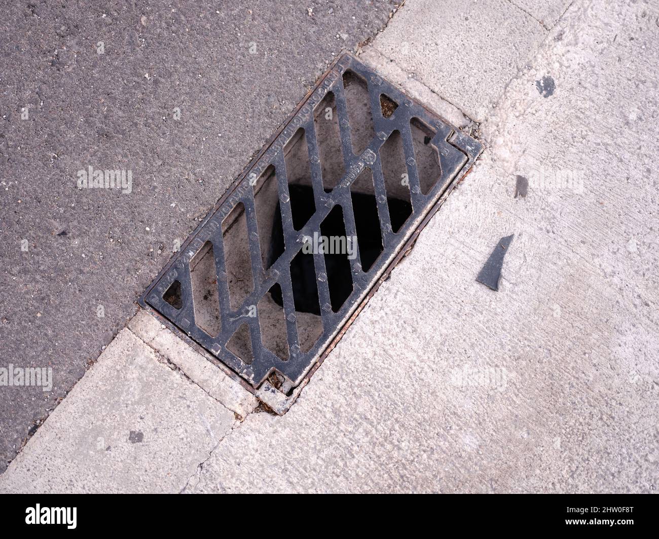 Street grating next to the roadside Stock Photo - Alamy