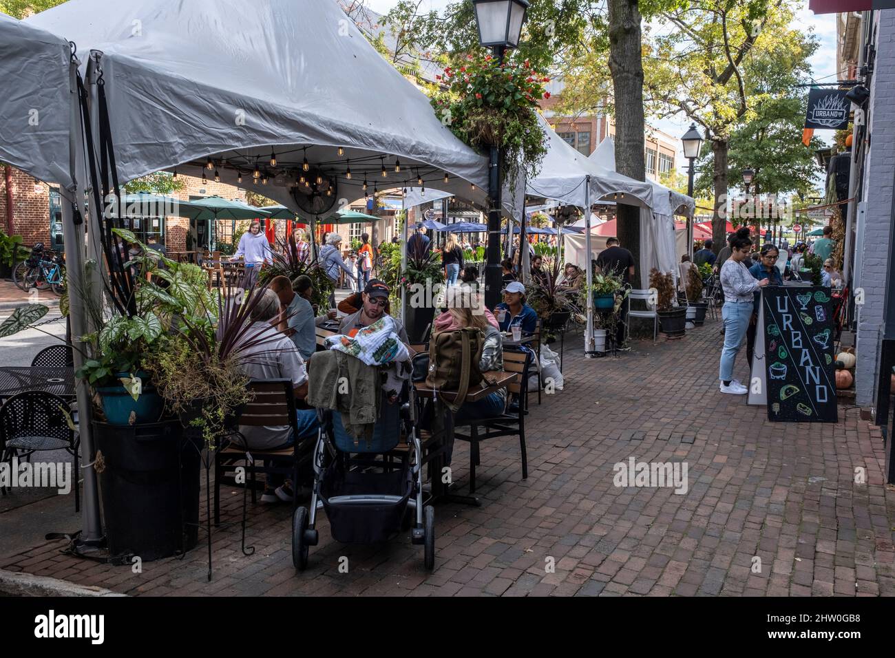 Alexandria, Virginia. King Street Curbside Dining during COVID Pandemic ...