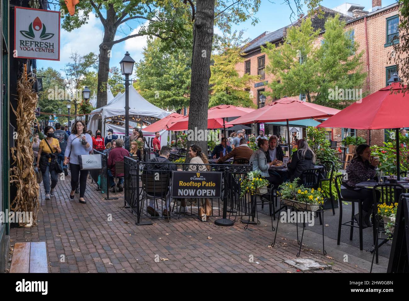 Alexandria, Virginia. King Street Curbside Dining during COVID Pandemic ...