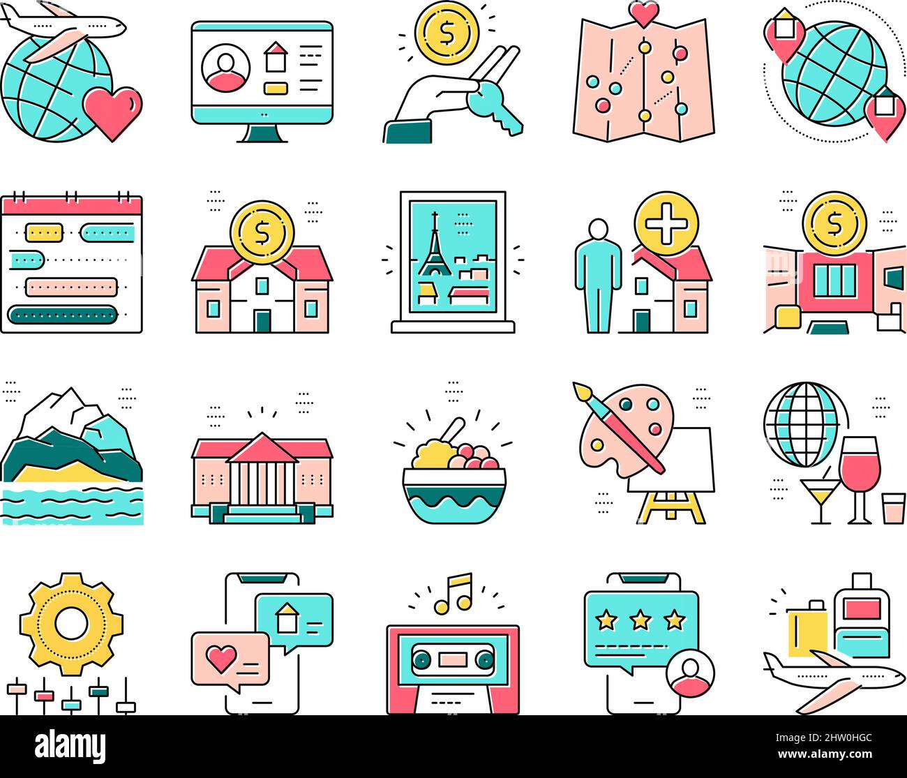 Vacation Rentals Place Collection Icons Set Vector Stock Vector Image ...
