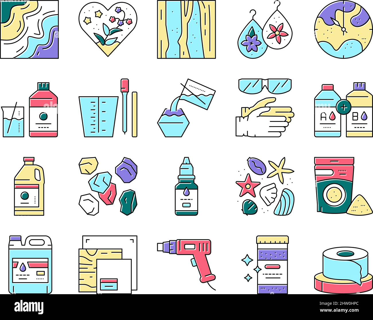 Resin Art Creation Collection Icons Set Vector Stock Vector Image & Art ...