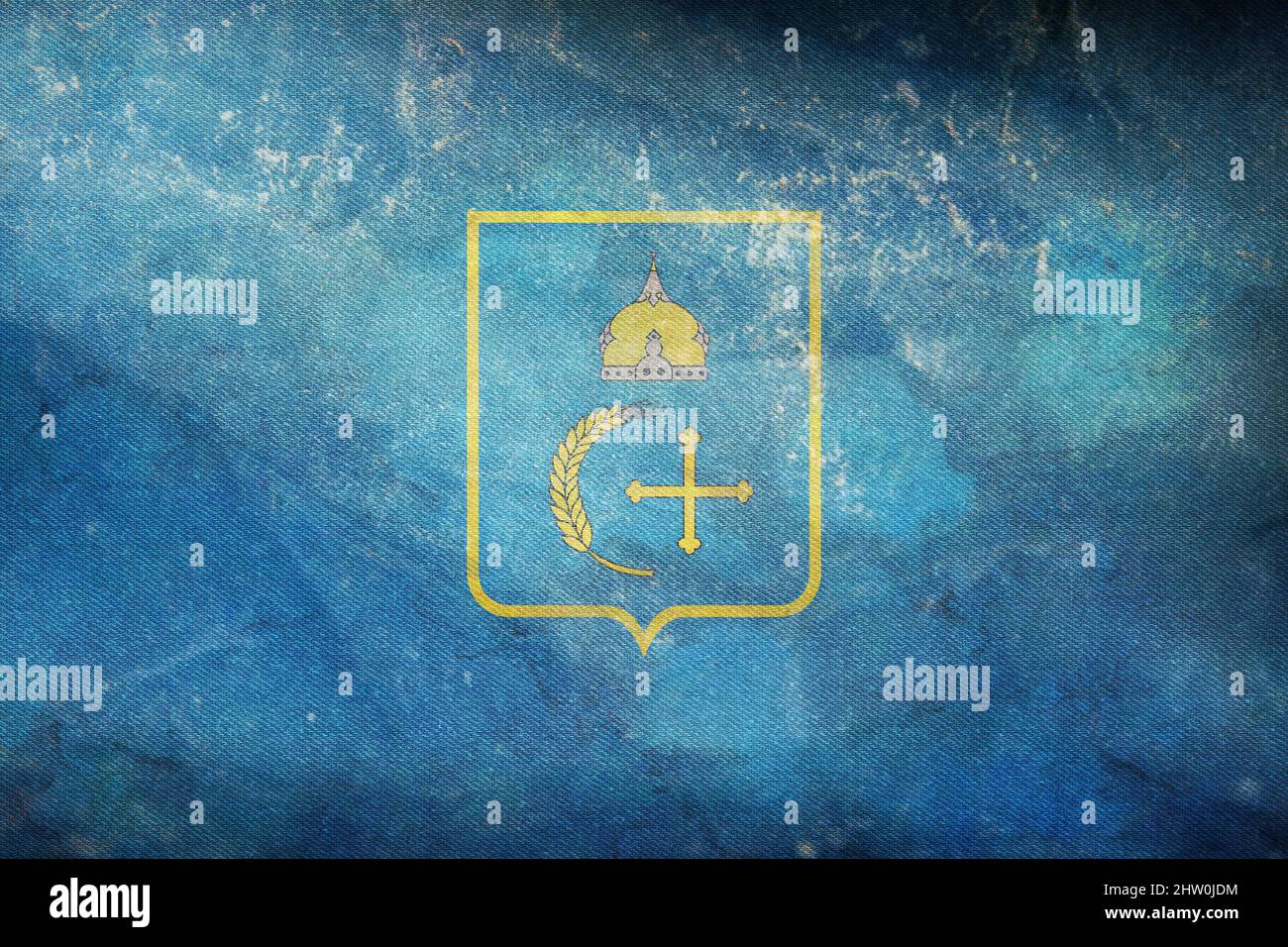 Top view of flag Sumy region, Ukraine. Ukrainian travel and patriot ...