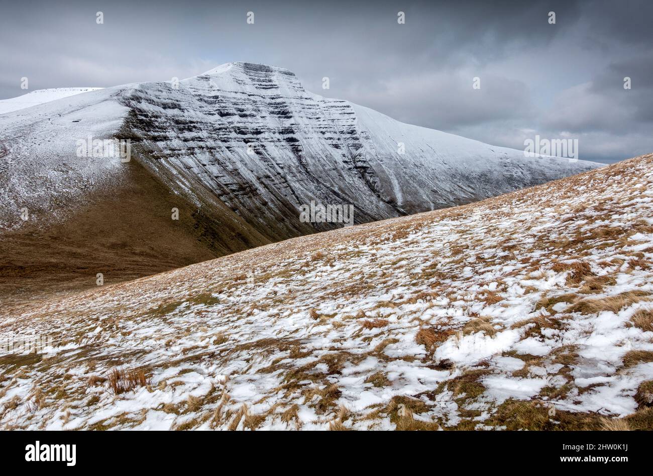 Snow covered Pen Y Fan in the Brecon Beacons National Park, Wales, UK ...