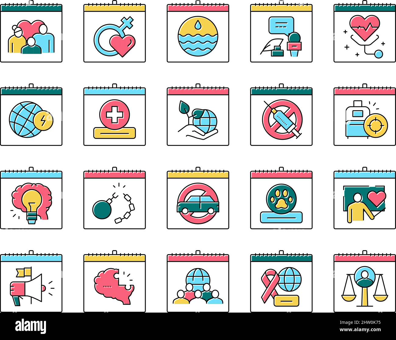 World Holidays Event Collection Icons Set Vector Stock Vector Image ...