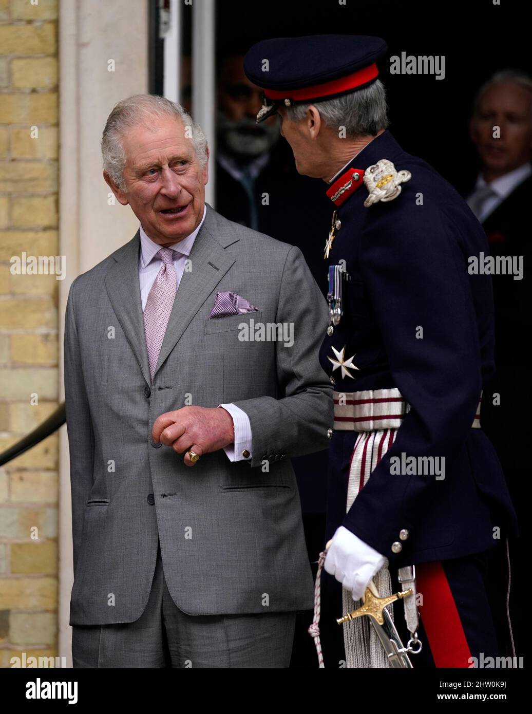 The Prince of Wales (left) chats with the Lord Lieutenant of Hampshire ...