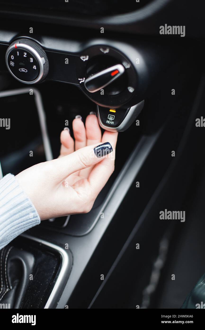 finger on the car dashboard, modern technology for car Stock Photo - Alamy