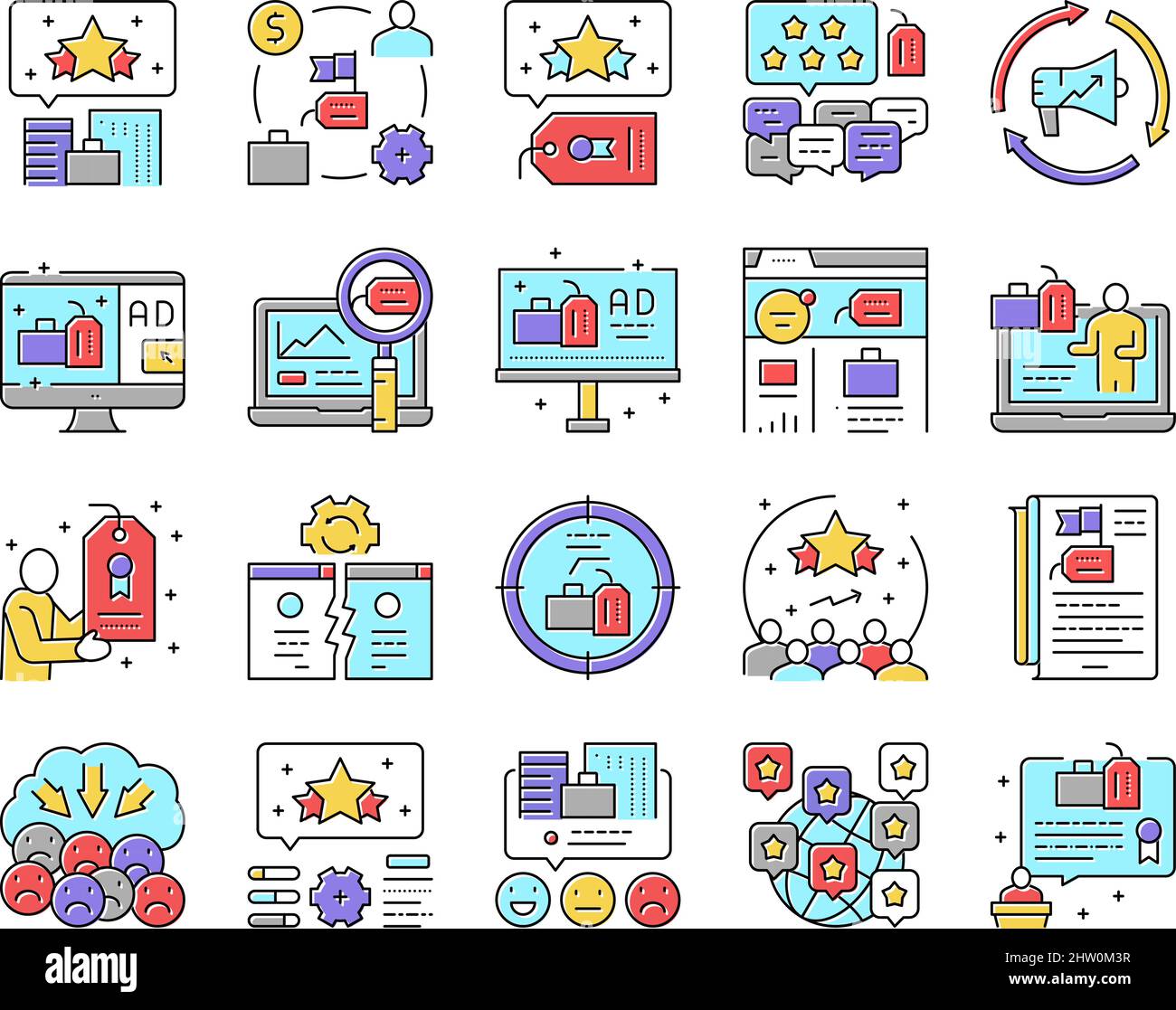 Reputation Management Collection Icons Set Vector Stock Vector Image ...