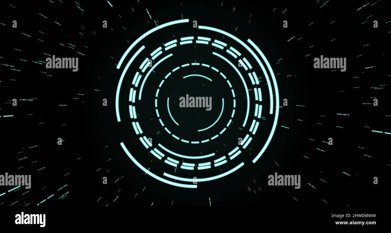 Image of green circular interfaces pulsating and spinning over specks ...