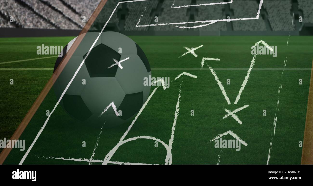 Image of drawing of game plan over football and stadium Stock Photo - Alamy