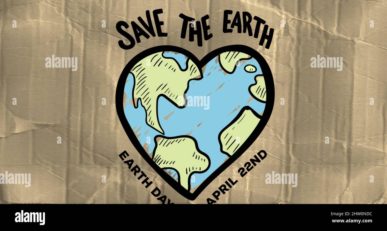 Image of earth day text over heart shape globe Stock Photo - Alamy