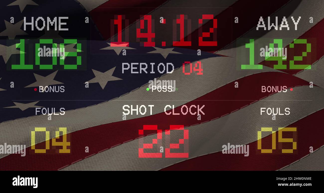 Image of scoreboard with numbers over usa flag Stock Photo - Alamy