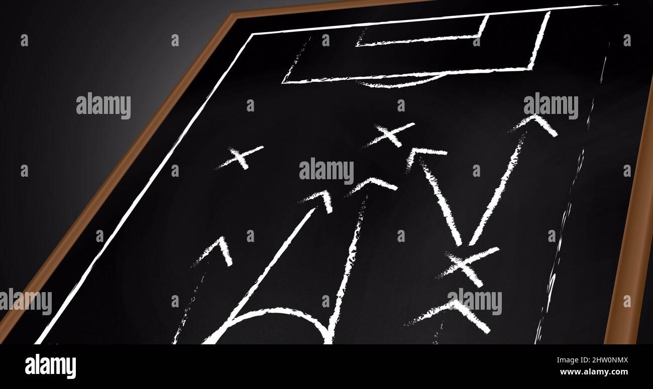Image of drawing of game plan over black background Stock Photo - Alamy