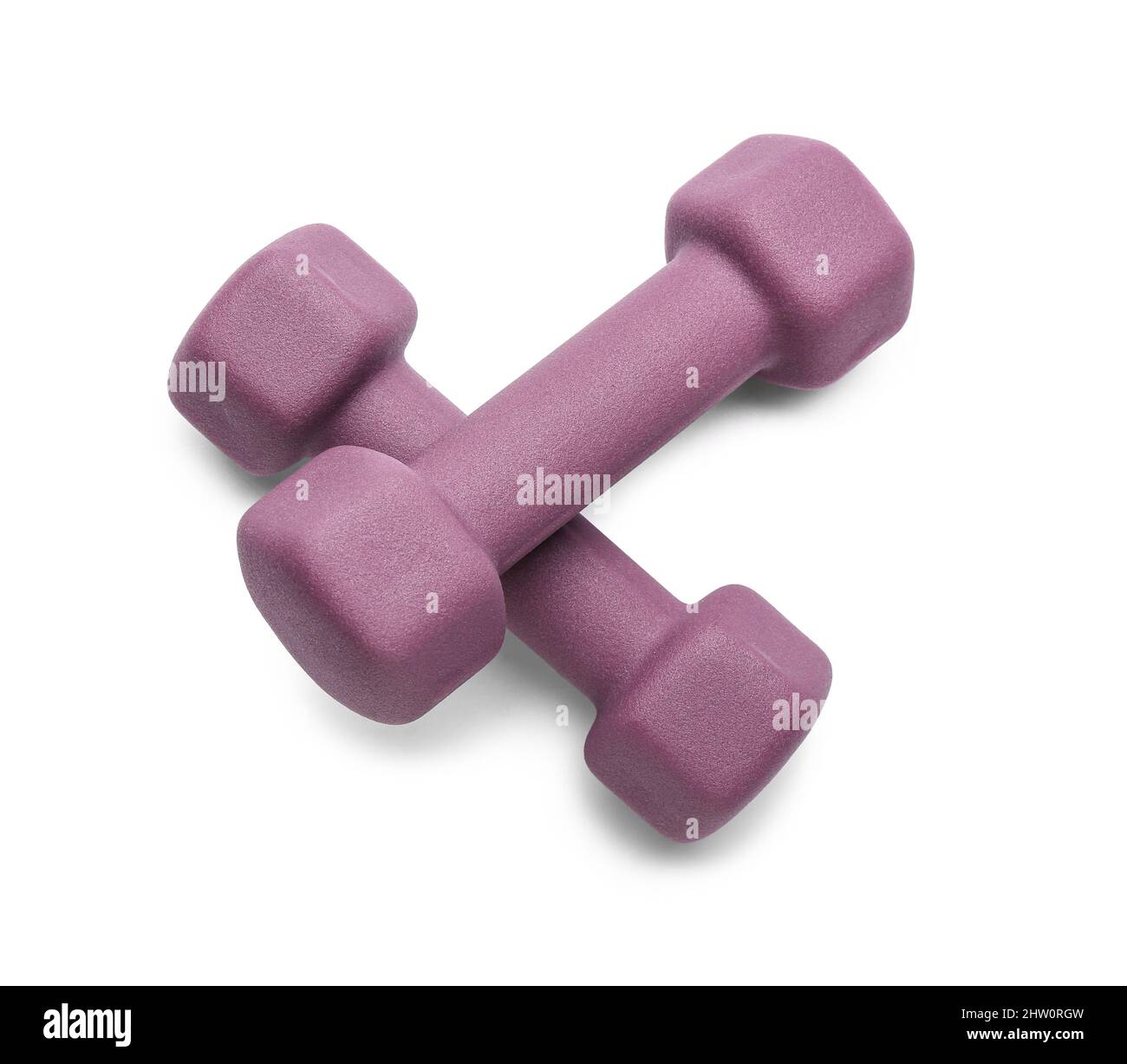 Stylish dumbbells on white background Stock Photo - Alamy