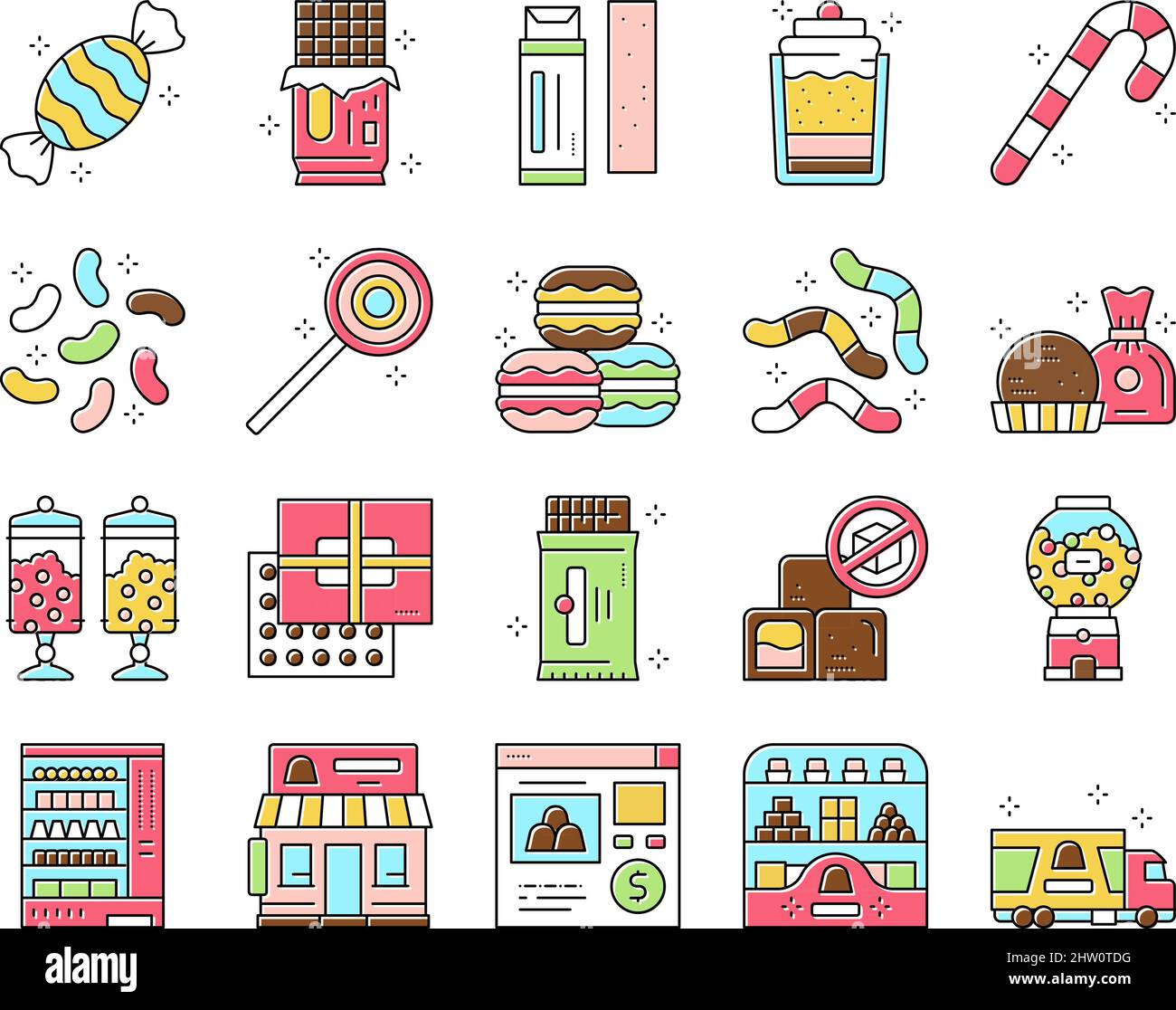 Candy Shop Product Collection Icons Set Vector Stock Vector Image & Art ...