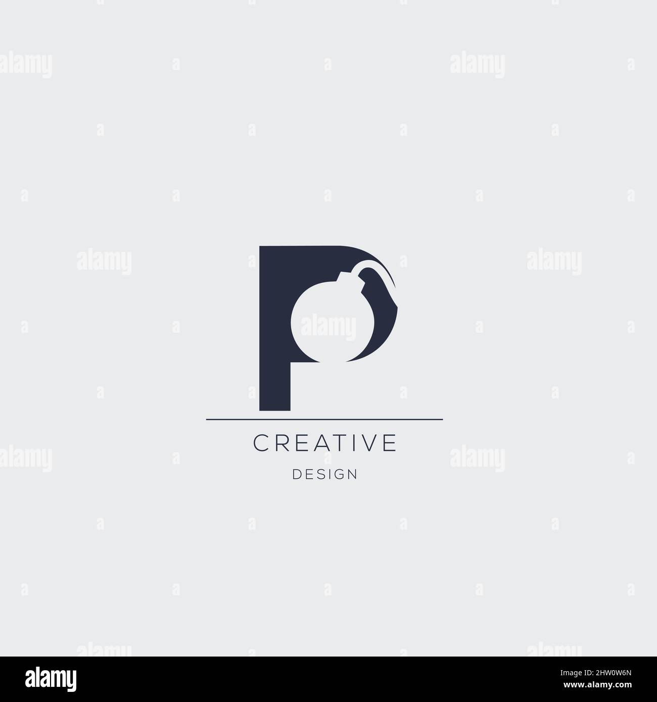 Initial letter P Logo minimal negative space design vectors Stock ...