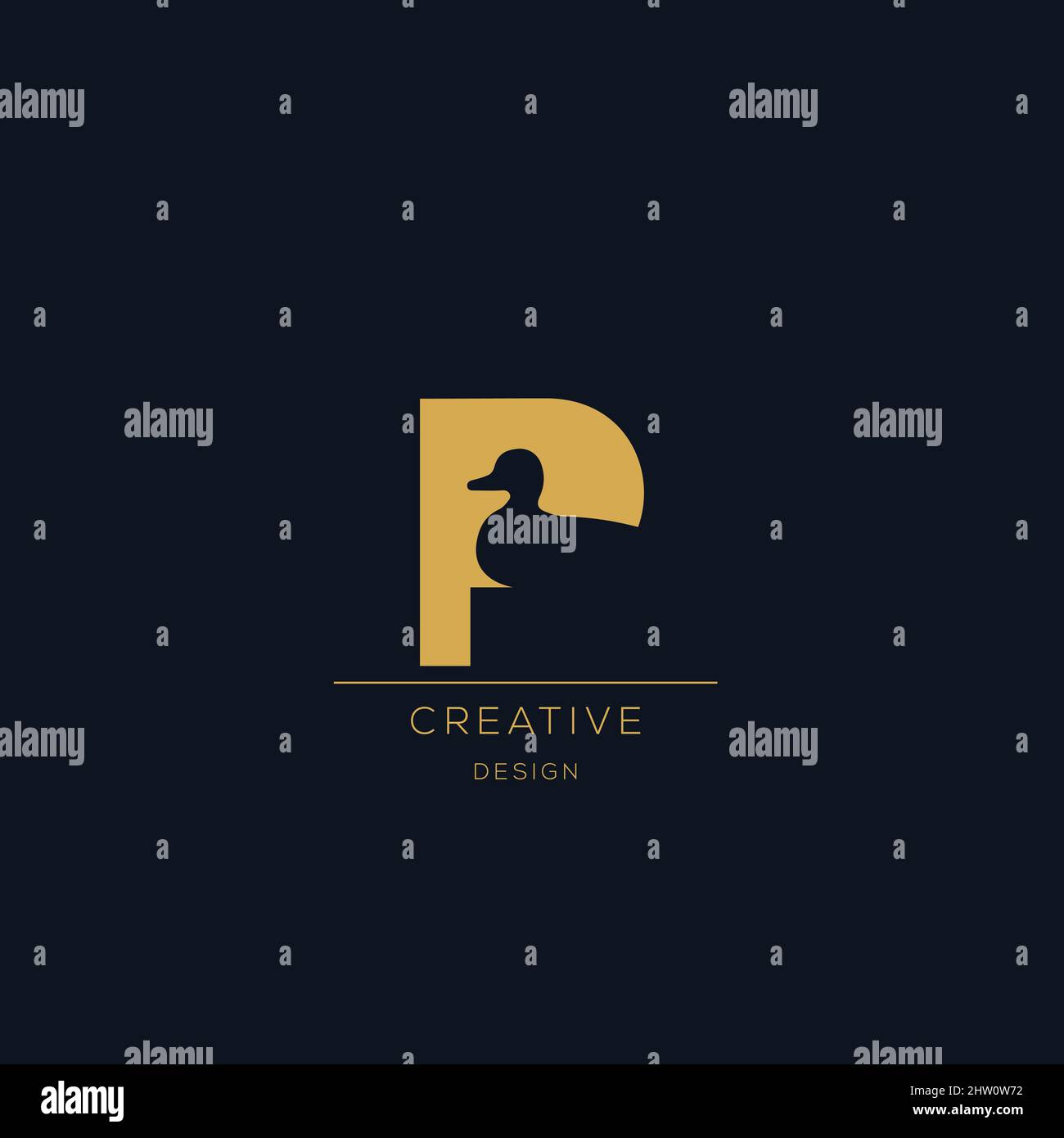 Initial letter P Logo minimal negative space design vectors Stock ...