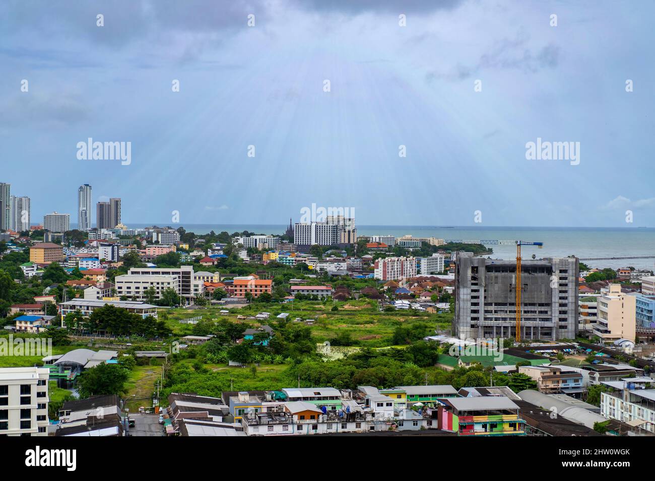 Thailand Pattaya city (Chonburi Province) landscape from drone view in ...