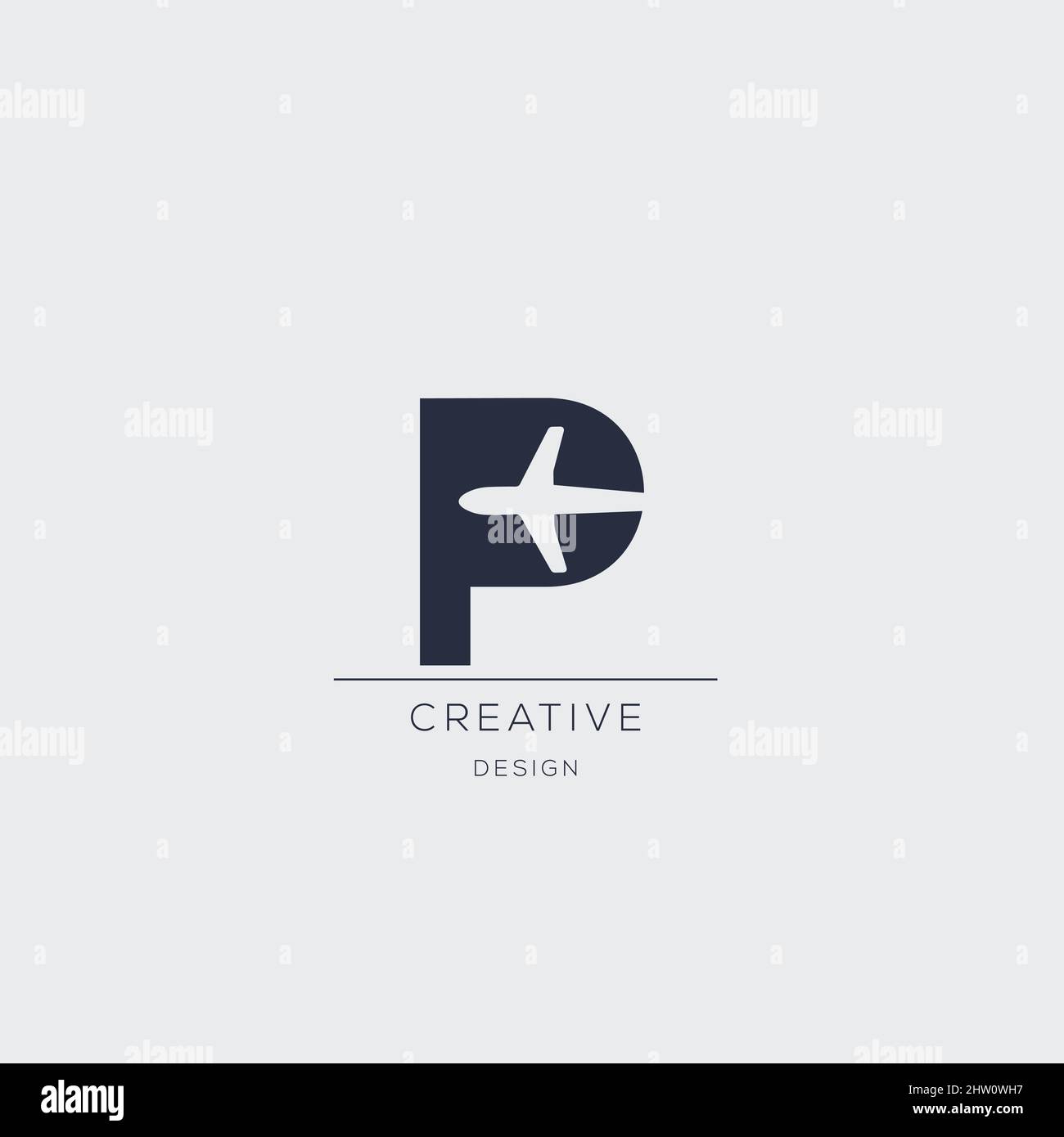 Initial letter P Logo minimal negative space design vectors Stock ...