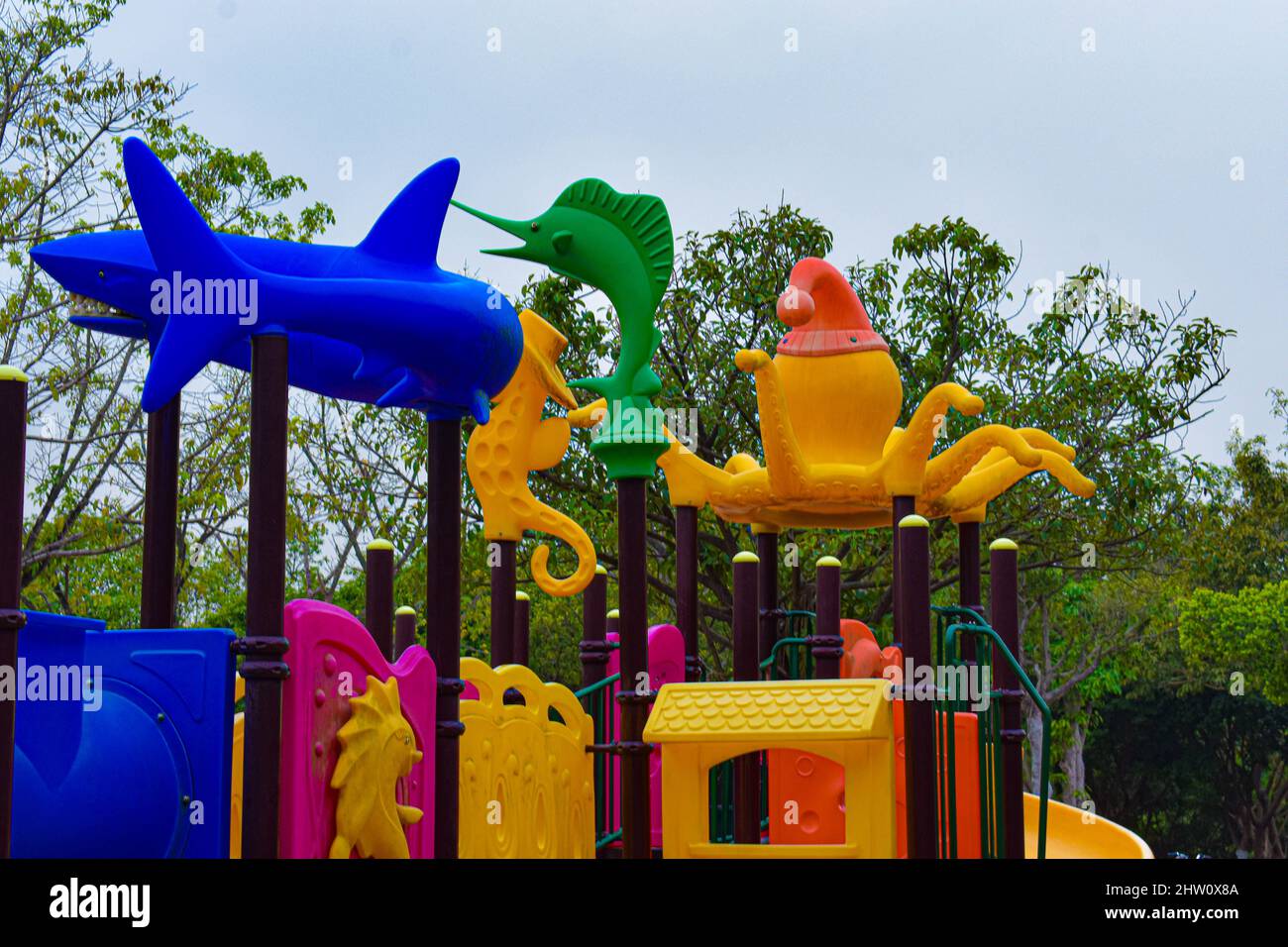 Colorful children playground at outdoors Stock Photo - Alamy