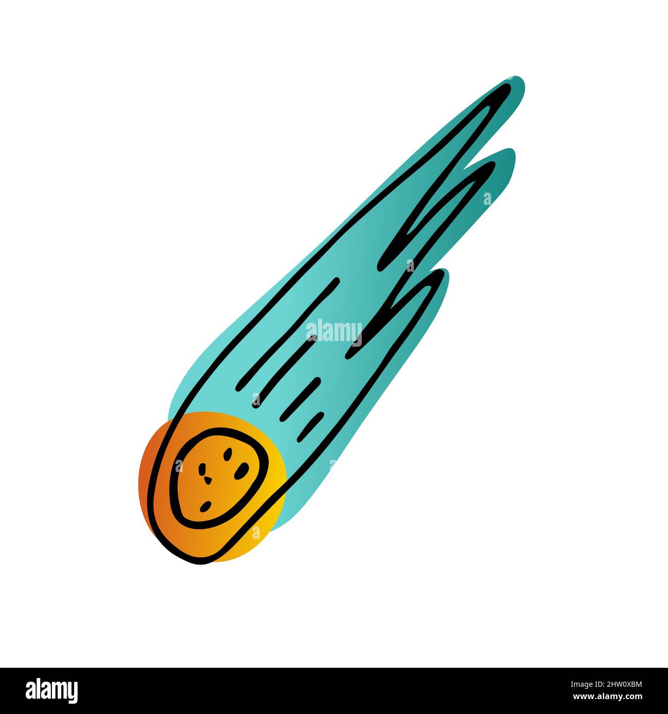 Line Space doodle comet. Hand-drawn asteroid isolated on white ...