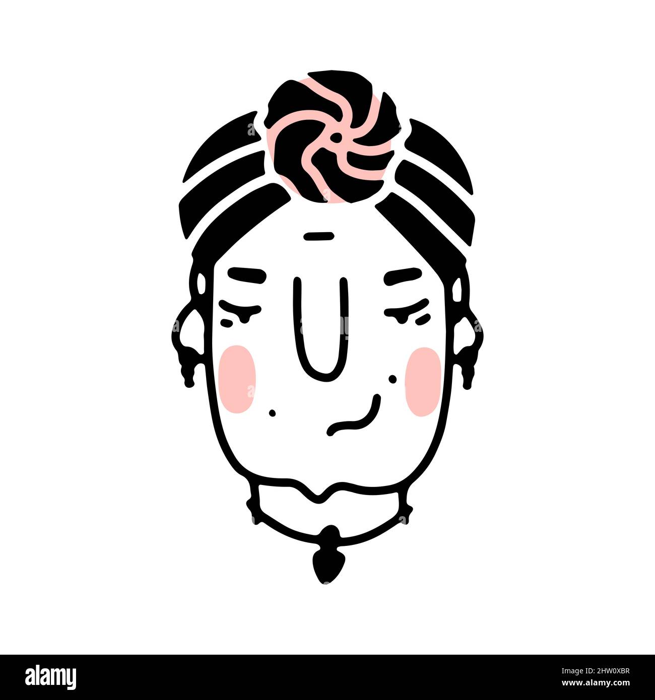 Doodle elderly woman face. Hand-drawn outline human isolated on white ...