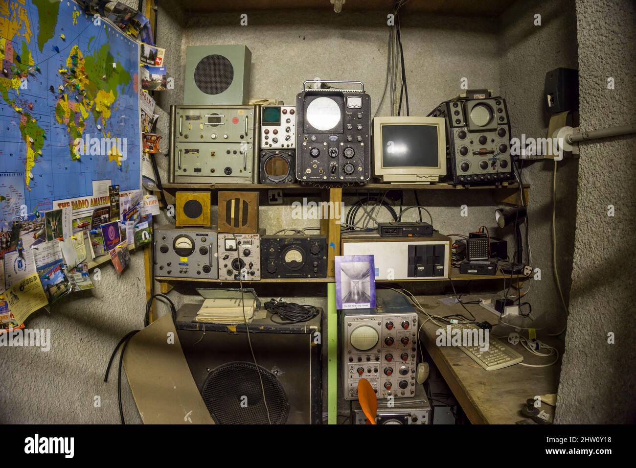 Radio room of Kelvedon Hatch Secret Nuclear Bunker in Essex Stock Photo ...