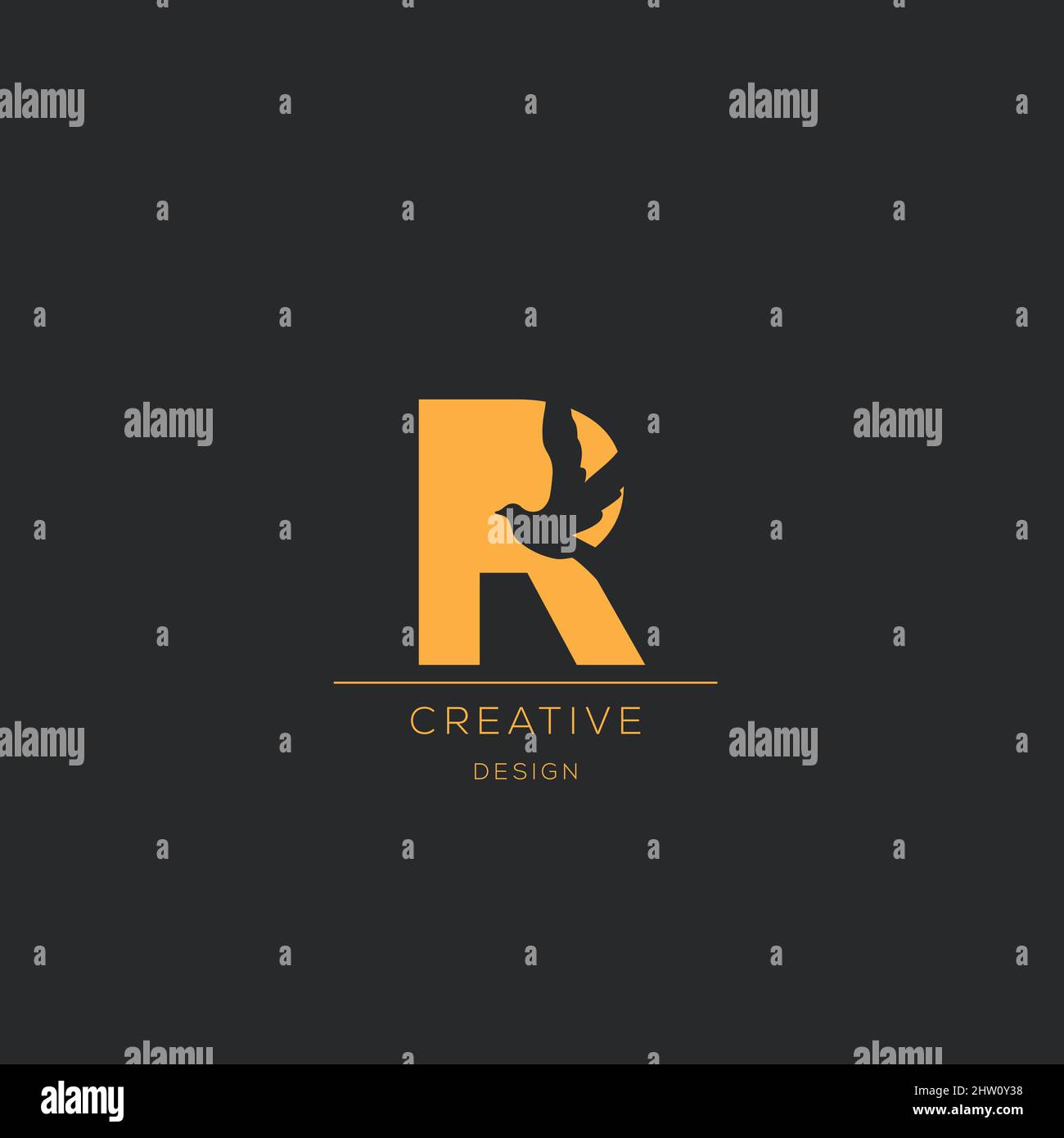 Initial letter R NEGATIVE SPACE logo vector icon Stock Vector Image ...