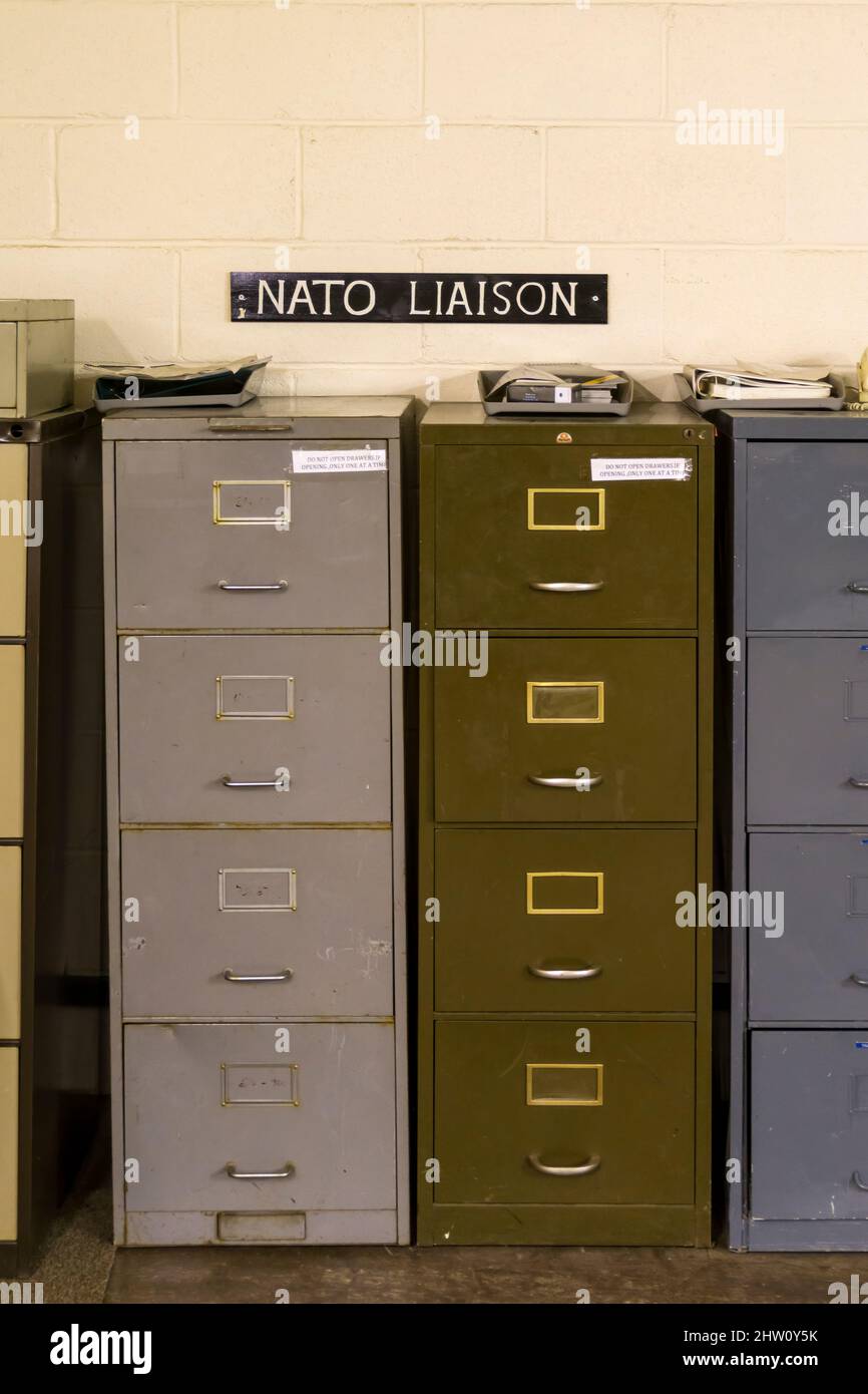Filing cabinets labelled NATO Liaison at Kelvedon Hatch secret nuclear ...