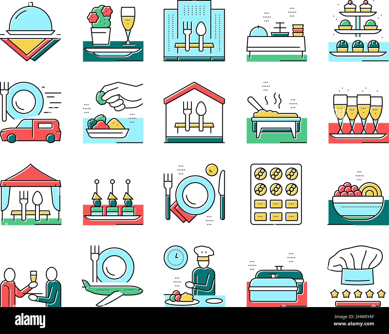 Catering Food Service Collection Icons Set Vector Stock Vector Image & Art - Alamy