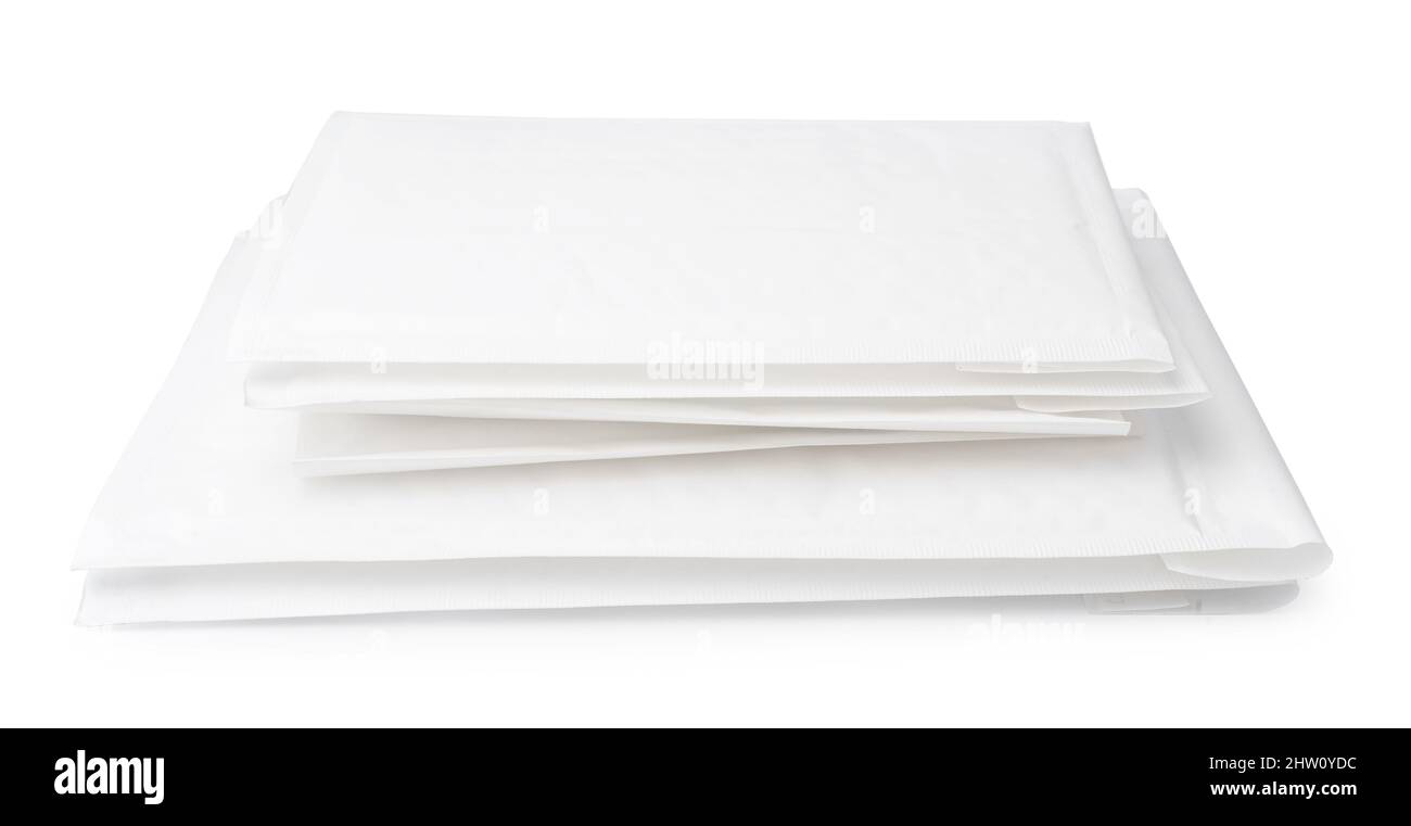 Stack of envelopes on white background Stock Photo - Alamy
