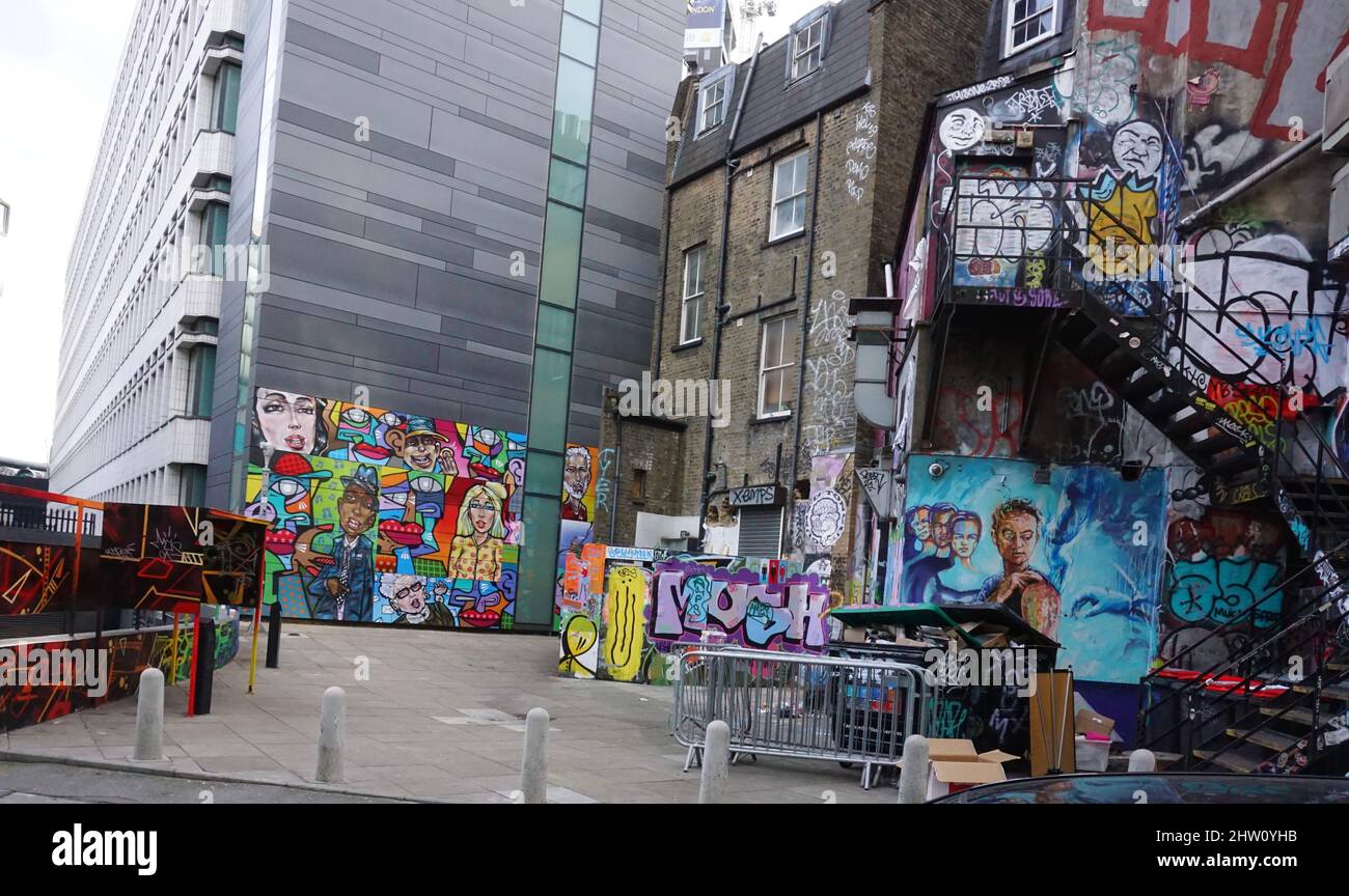 Building covered in graffiti in Shoreditch London, United Kingdom Stock ...