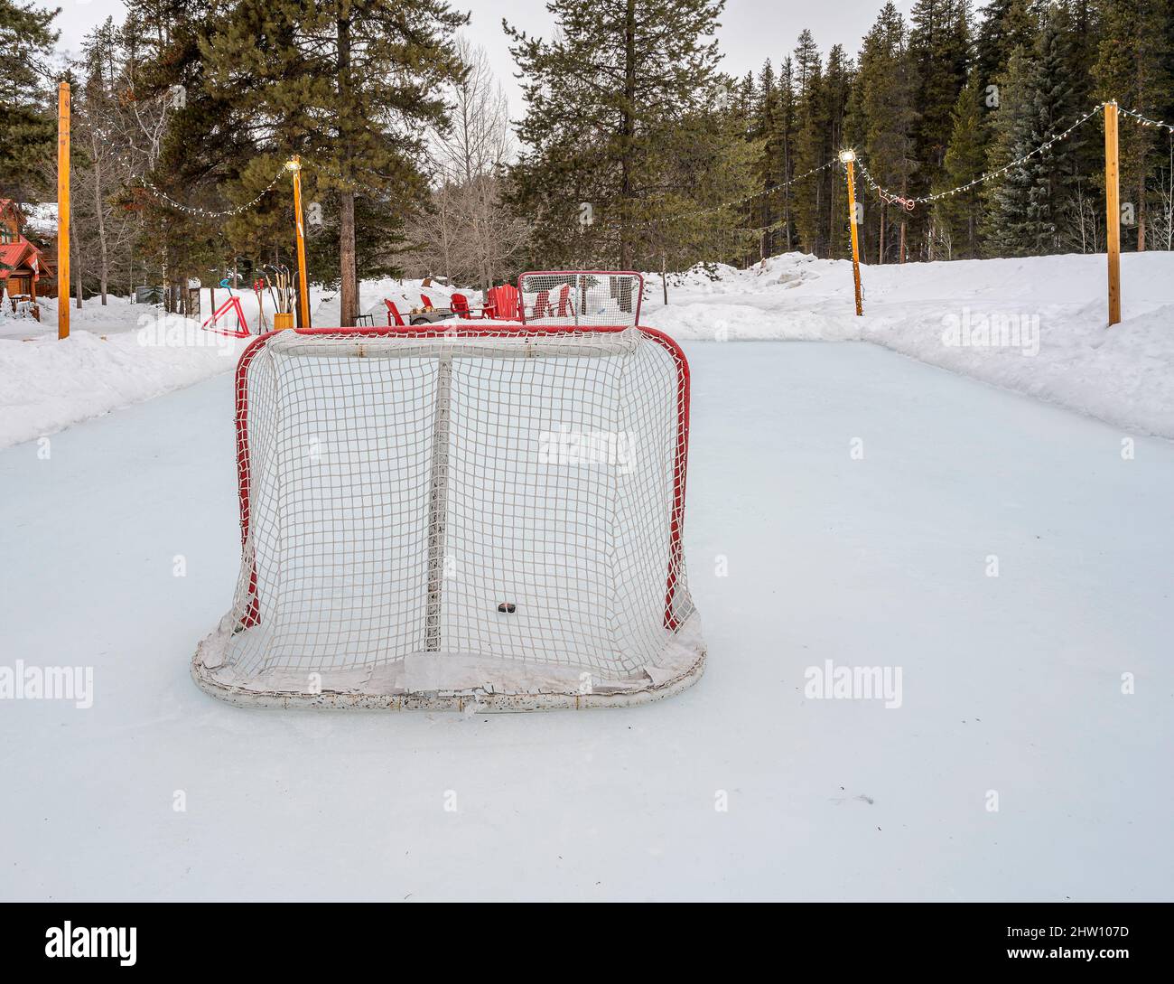 Outdoor skating and hockey rink in Banff National Park, Alberta, Canada ...