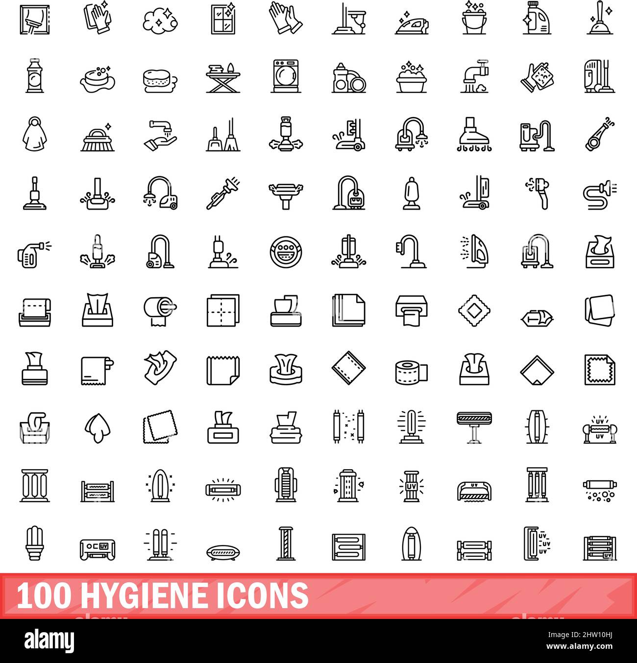 100 hygiene icons set. Outline illustration of 100 hygiene icons vector ...