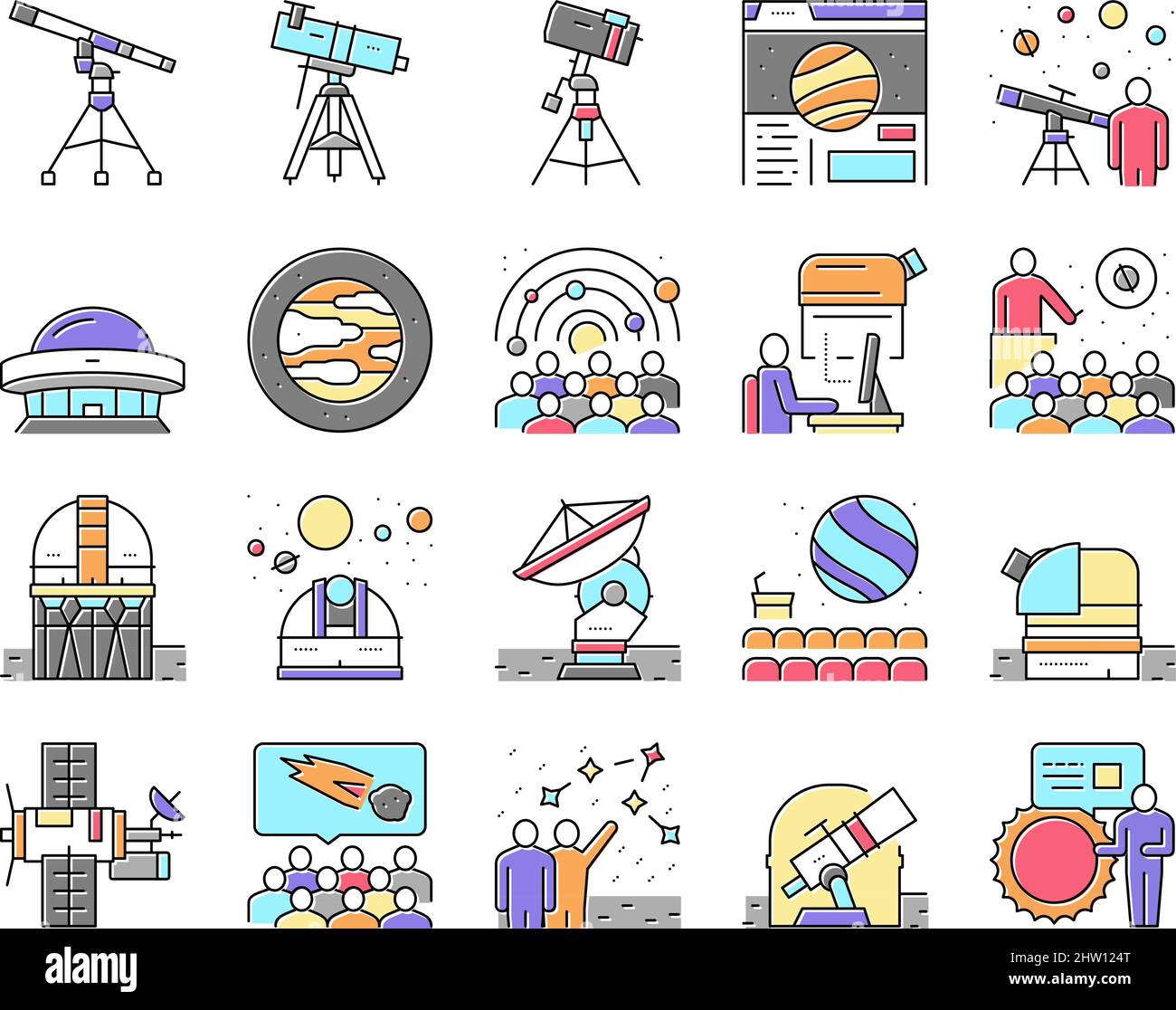Observatory Telescope Astronomer Stars Stock Vector Images - Alamy