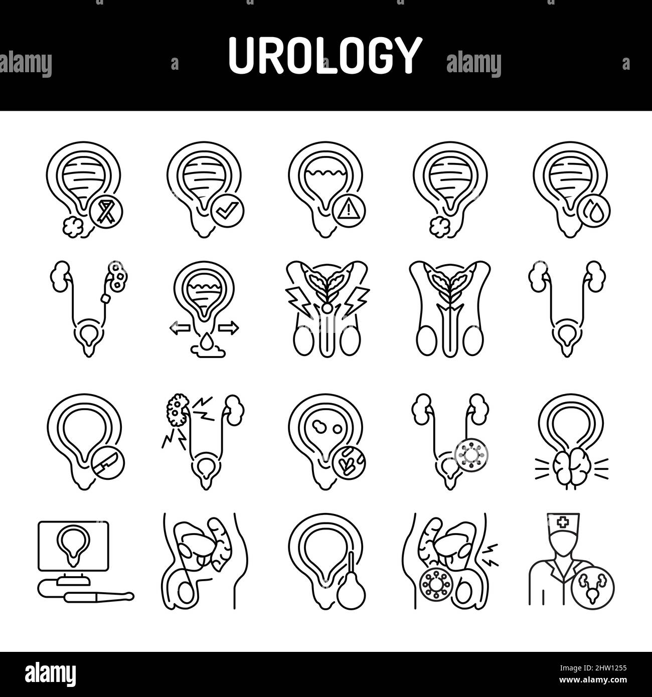 Urology line icons set. Isolated vector element. Outline pictograms for ...