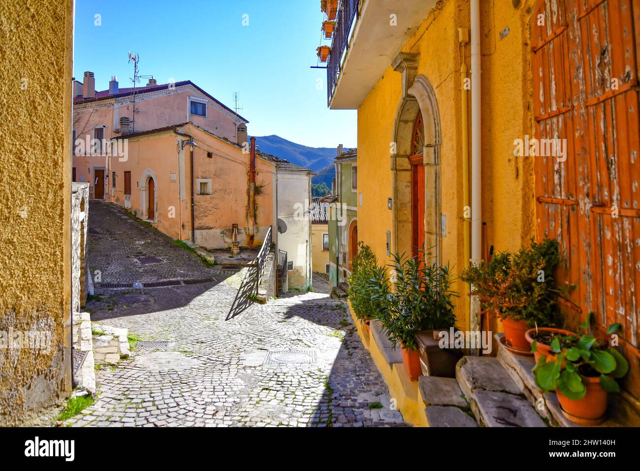 The old town of Pignola in southern Italy Stock Photo - Alamy