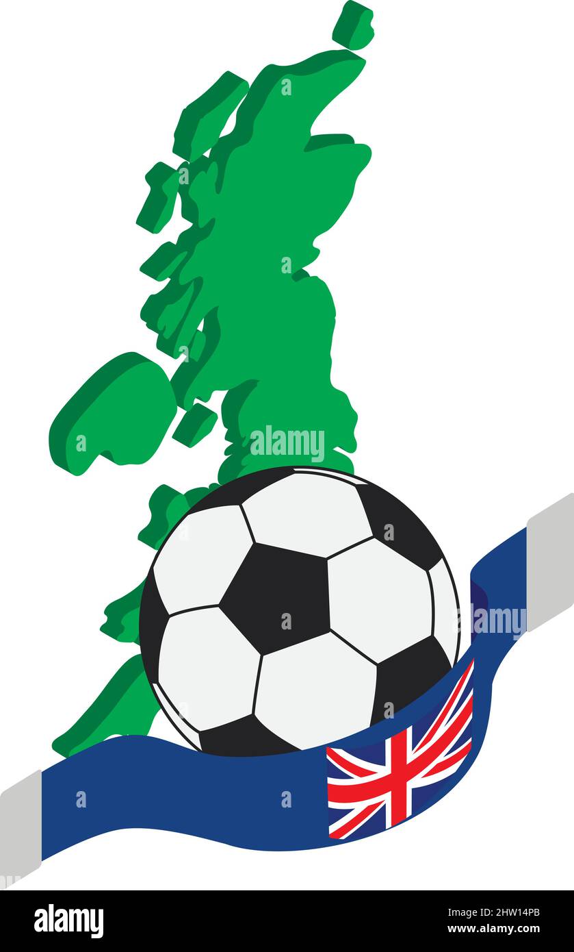 Uk sport icon isometric vector. Soccer ball and flag on background of ...