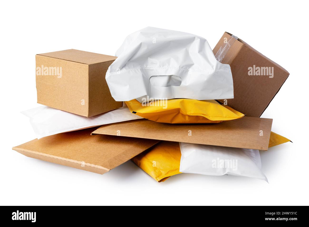 Stack of envelopes on white background Stock Photo - Alamy