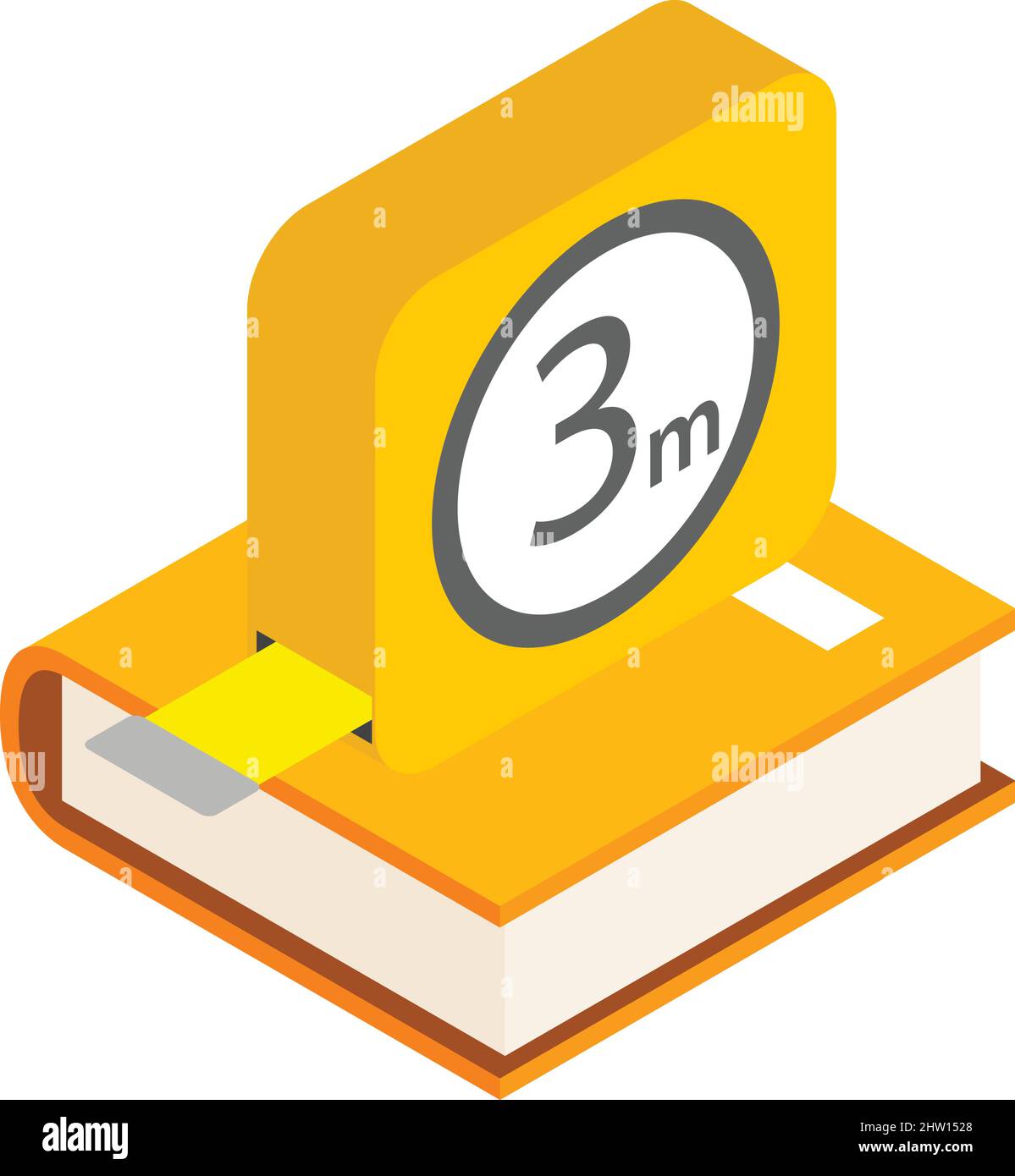 Engineering tool icon isometric vector. Yellow metal tape measure on ...