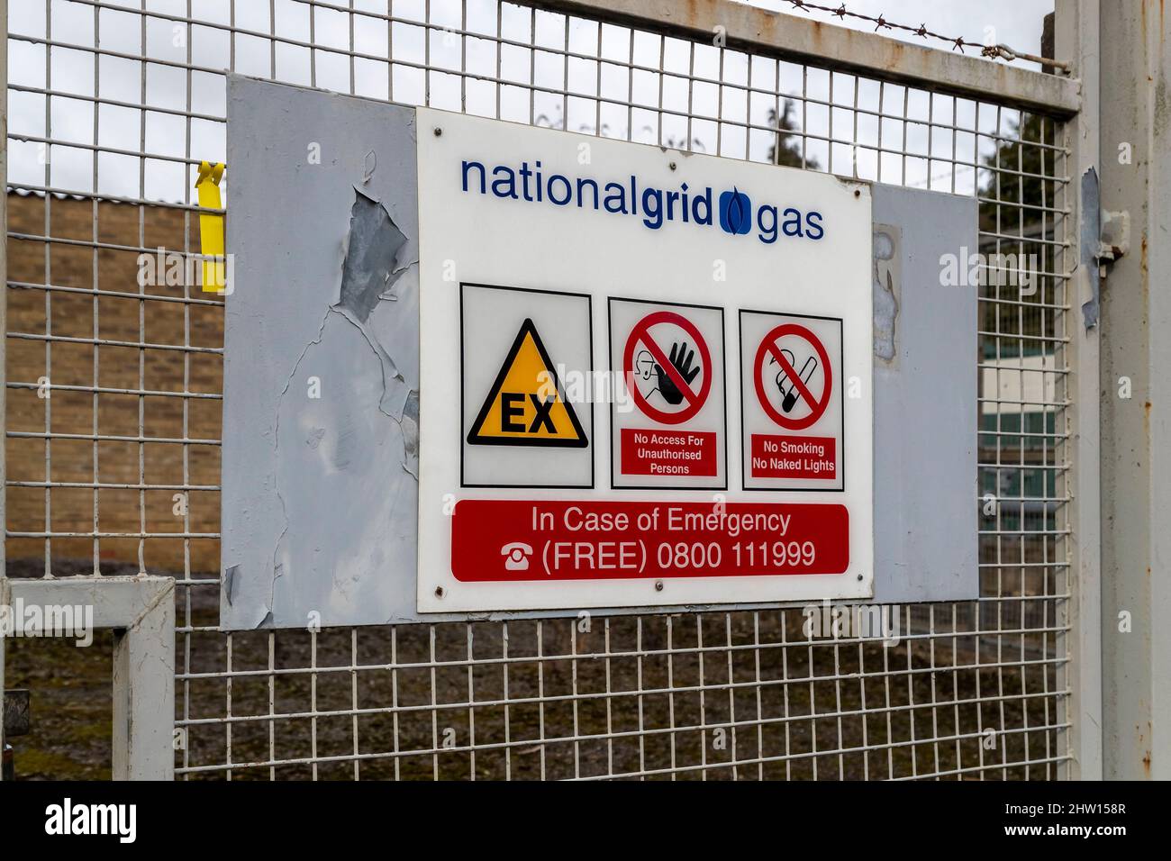 Warning sign at the entrance to the National grid yard in Braunston ...